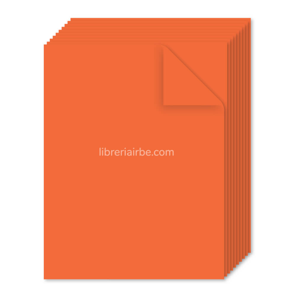 Paquete de 10 Hojas de Papel de Color Tamaño Carta - Naranja - Librería ...