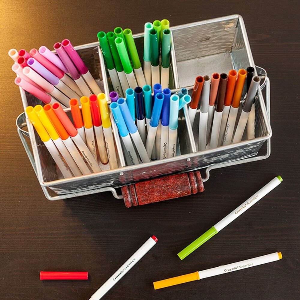 Marcadores Crayola Super Tips, Lavables, Punta Cónica, Caja de 100 ...