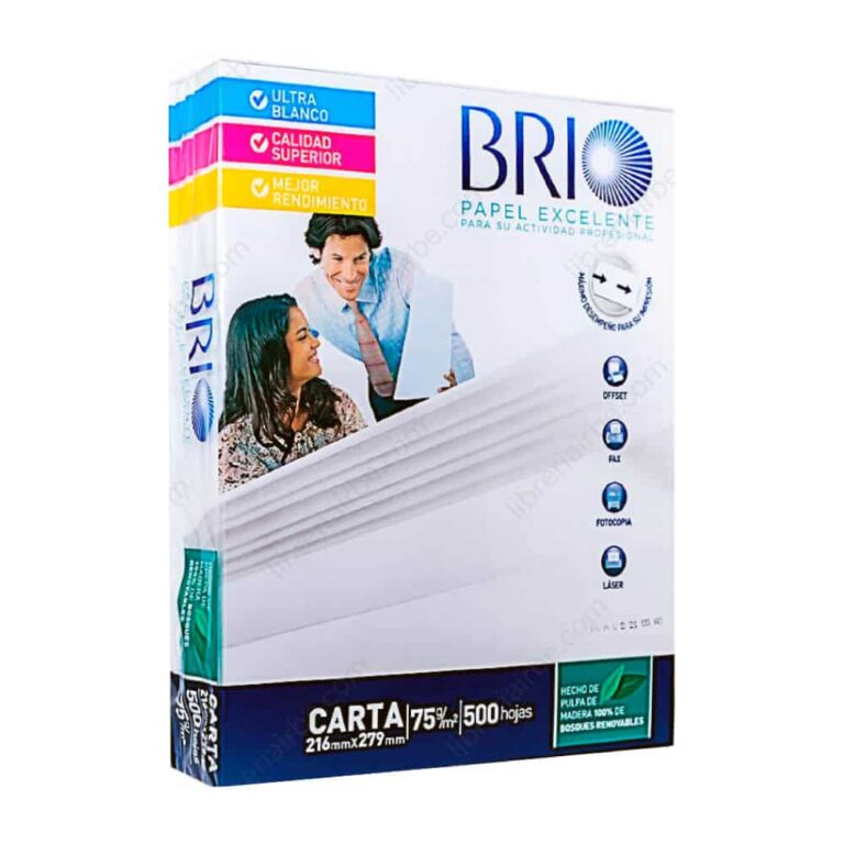 Paquete 500 Hojas de Papel Bond Blanco 75 g/m² BRIO Tamaño Carta ...