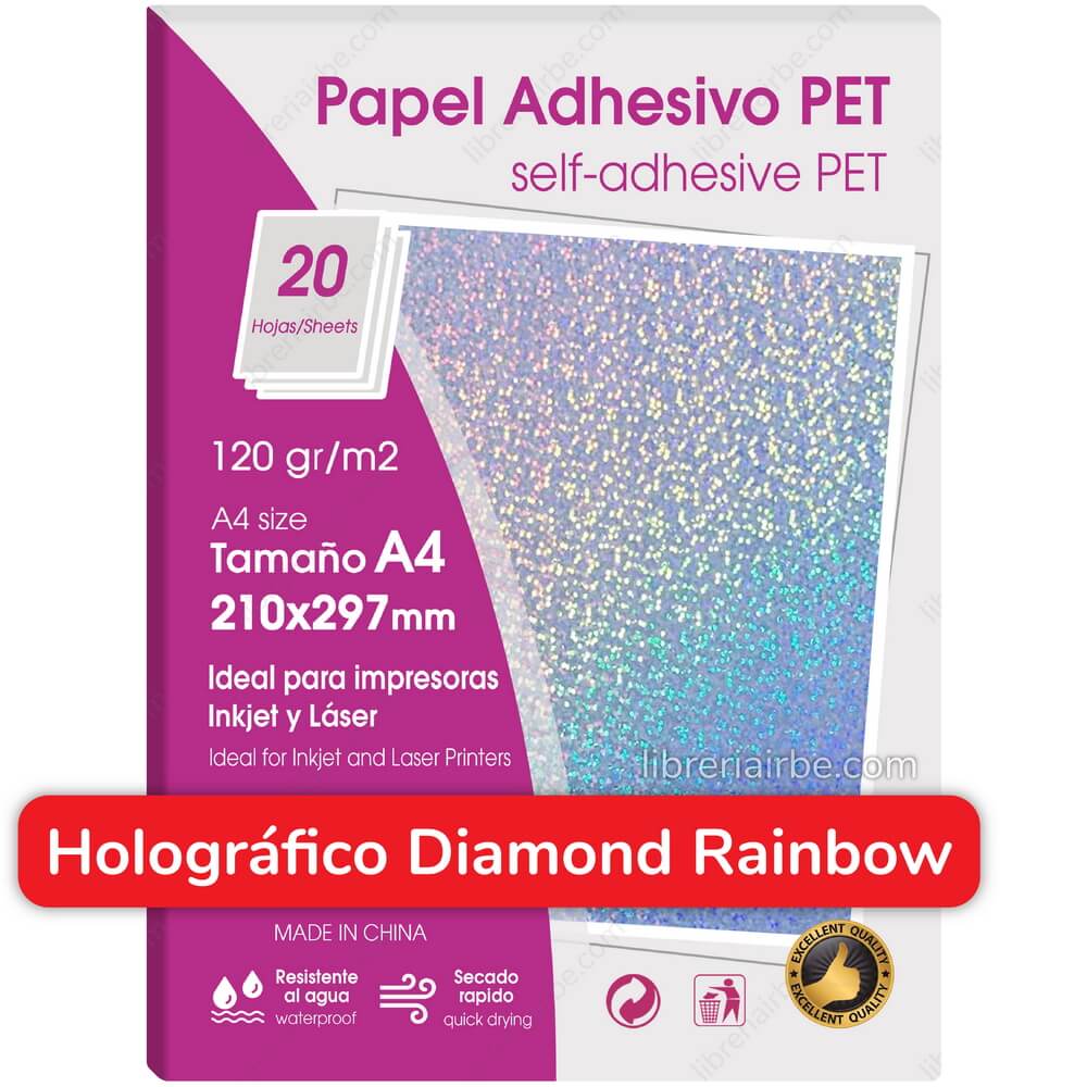Papel Holográfico Autoadhesivo, para Imprimir, PET, Tamaño A4, 120 g/m² ...