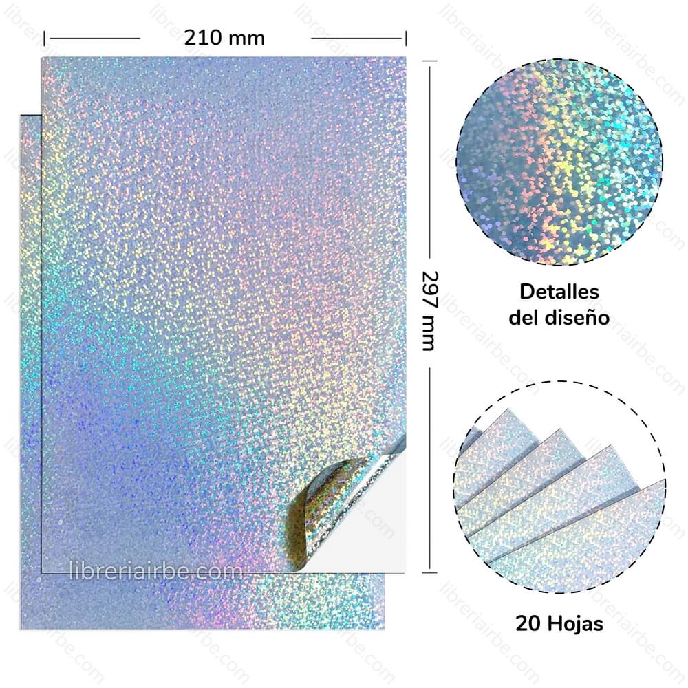 Papel Holográfico Autoadhesivo, para Imprimir, PET, Tamaño A4, 120 g/m² ...