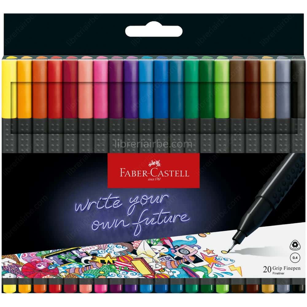 Micropuntas Triangulares Faber-Castell Grip Finepen, Punta de 0.4 mm, Set de 20 Colores ...