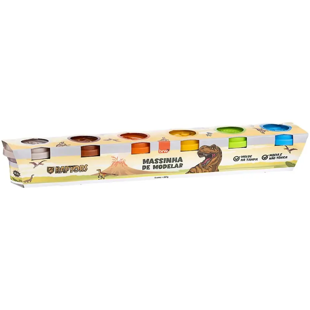 Plastilina, BRW Raptors, en Botes con Moldes en la Tapa, Set de 6 ...